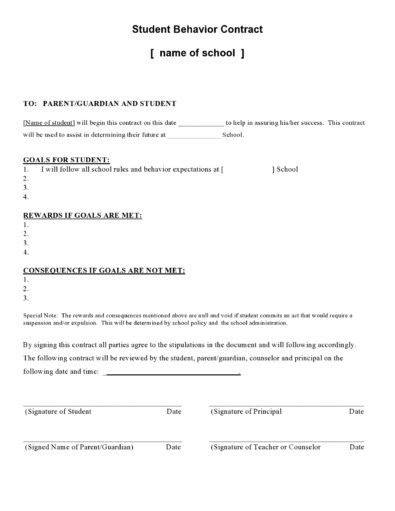 41 Effective Behavior Contract Templates (+Examples) ᐅ TemplateLab