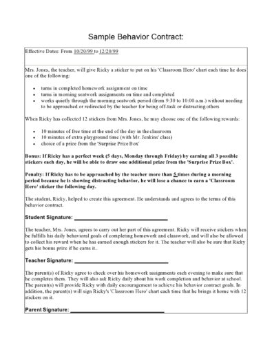 41 Effective Behavior Contract Templates (+Examples) ᐅ TemplateLab