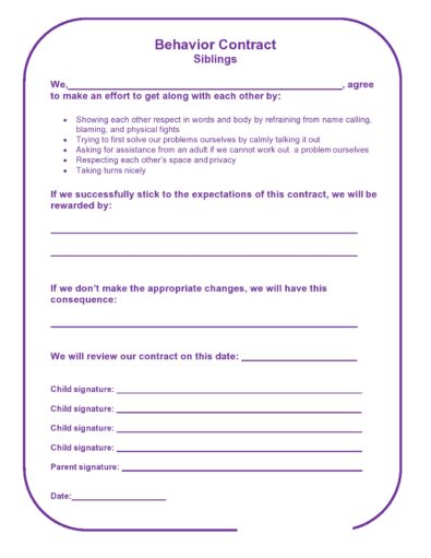 41 Effective Behavior Contract Templates (+Examples) ᐅ TemplateLab