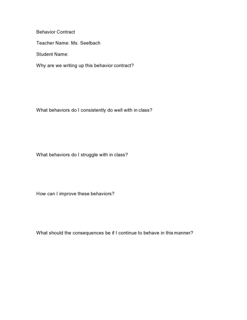 41 Effective Behavior Contract Templates (+Examples) ᐅ TemplateLab