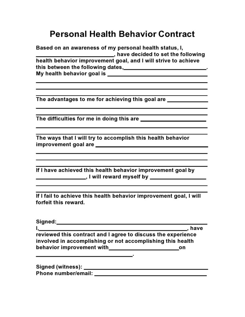 41 Effective Behavior Contract Templates (+Examples) ᐅ TemplateLab