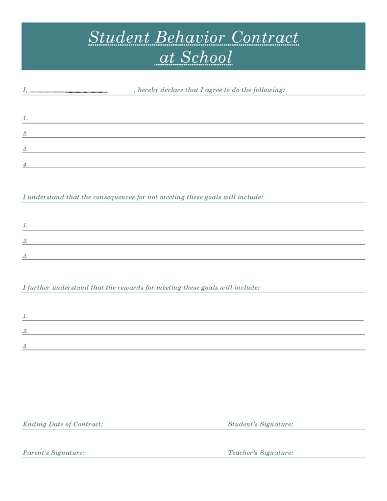 41 Effective Behavior Contract Templates (+Examples) ᐅ TemplateLab