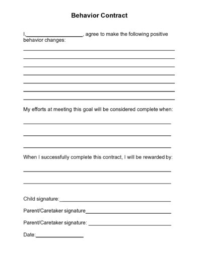 41 Effective Behavior Contract Templates (+Examples) ᐅ TemplateLab
