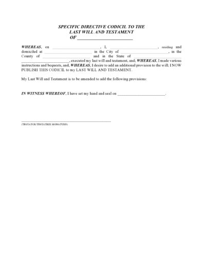 46 Free Codicil to Will Forms & Templates ᐅ TemplateLab