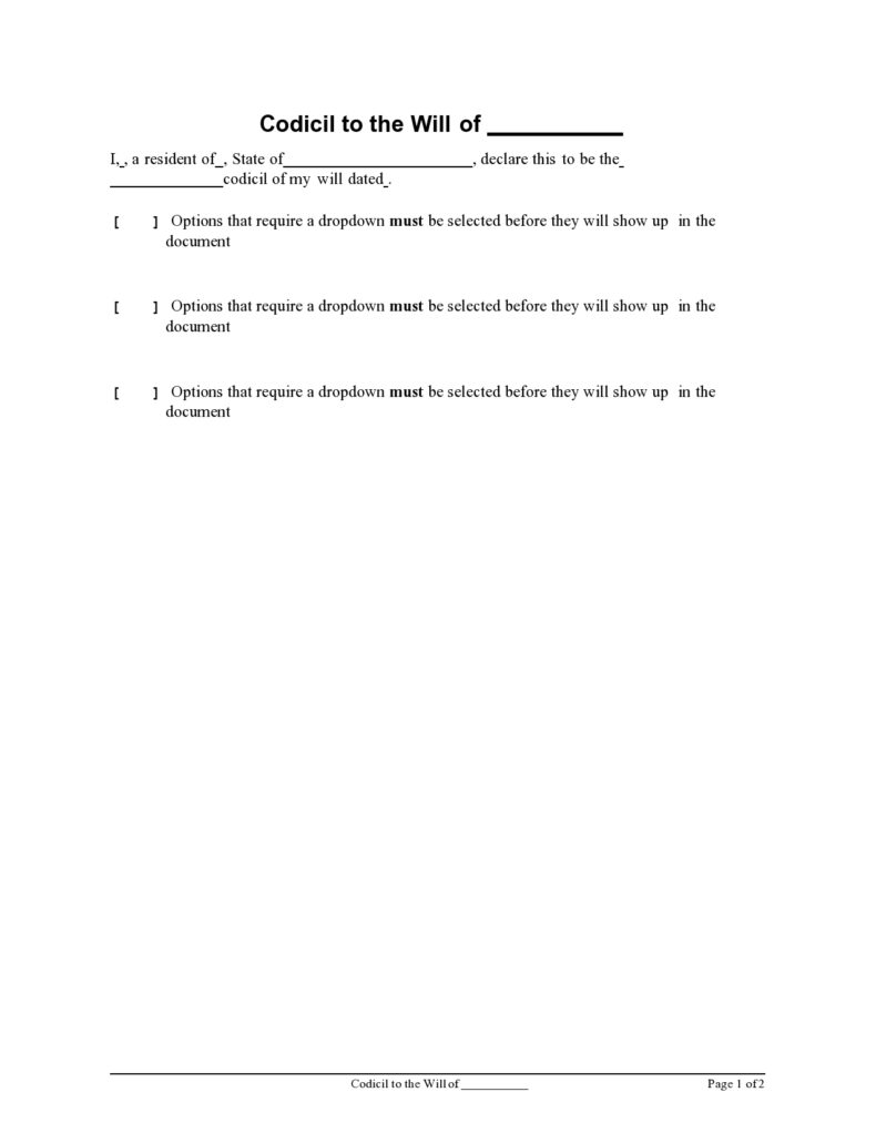 46 Free Codicil to Will Forms & Templates ᐅ TemplateLab