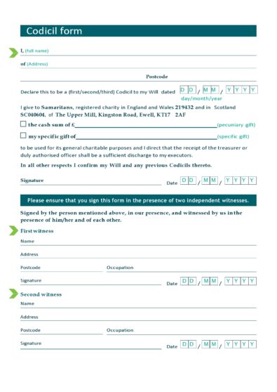 46 Free Codicil to Will Forms & Templates ᐅ TemplateLab