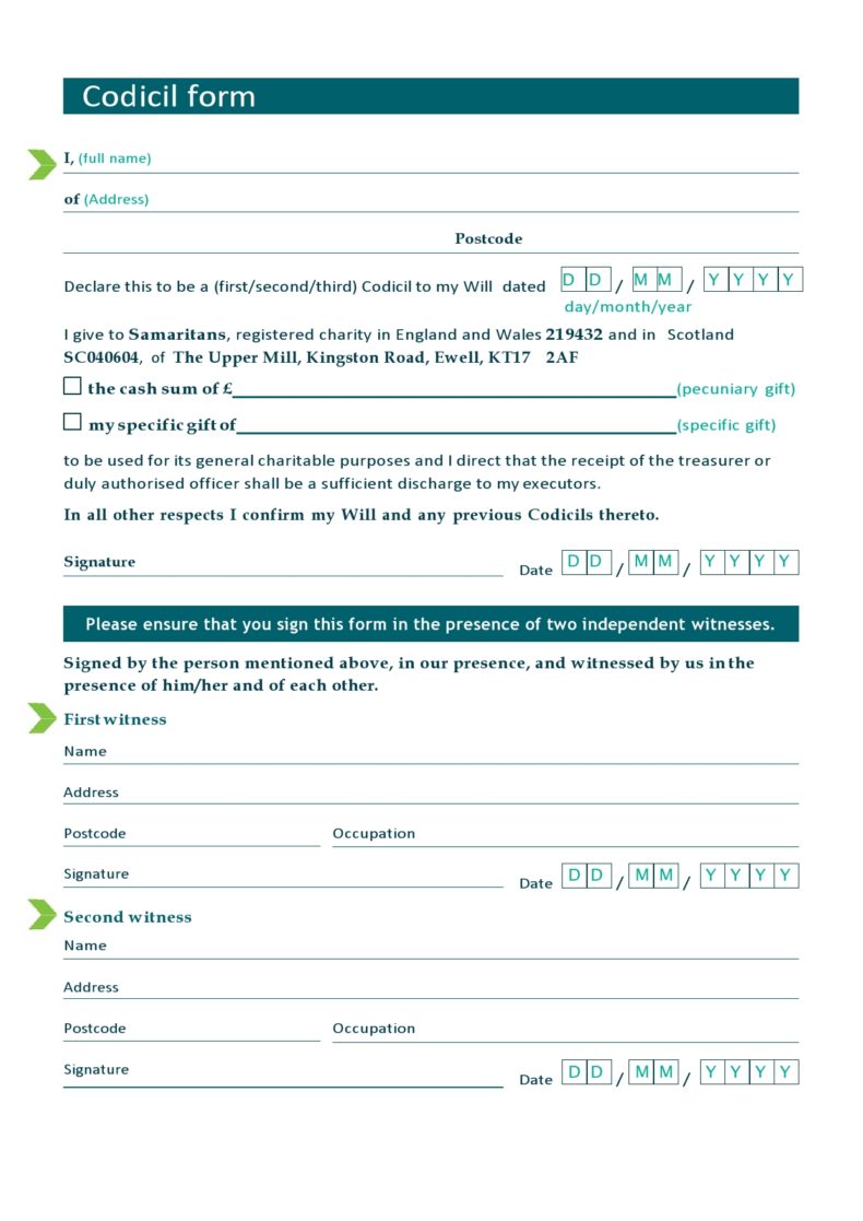 46 Free Codicil to Will Forms & Templates ᐅ TemplateLab