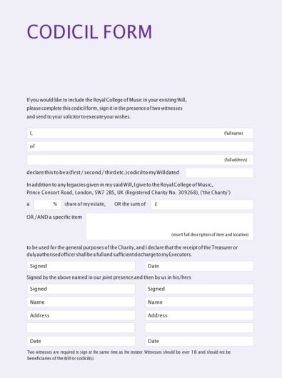 46 Free Codicil to Will Forms & Templates ᐅ TemplateLab