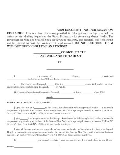 46 Free Codicil to Will Forms & Templates ᐅ TemplateLab