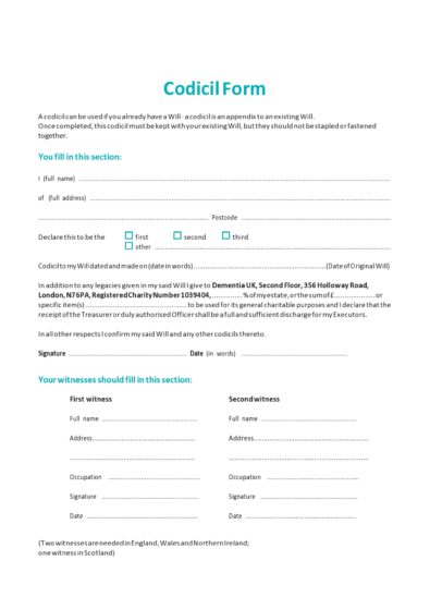 46 Free Codicil to Will Forms & Templates ᐅ TemplateLab