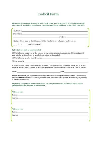 46 Free Codicil to Will Forms & Templates ᐅ TemplateLab