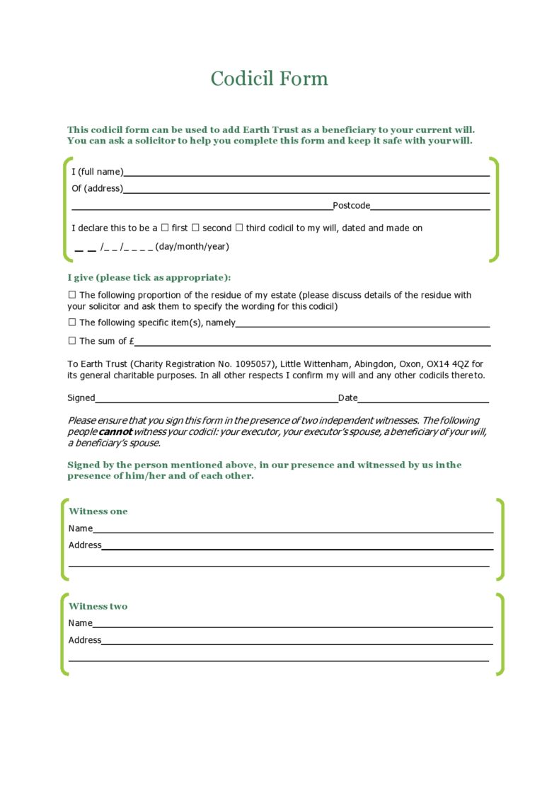 46 Free Codicil to Will Forms & Templates ᐅ TemplateLab