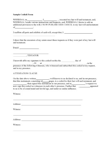 46 Free Codicil to Will Forms & Templates ᐅ TemplateLab