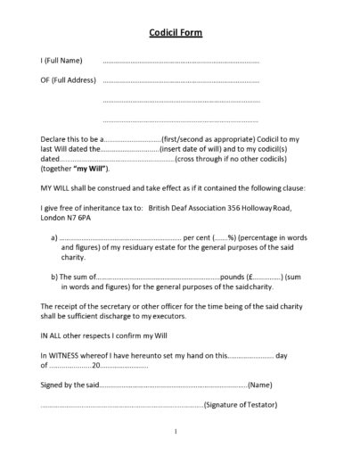 46 Free Codicil to Will Forms & Templates ᐅ TemplateLab
