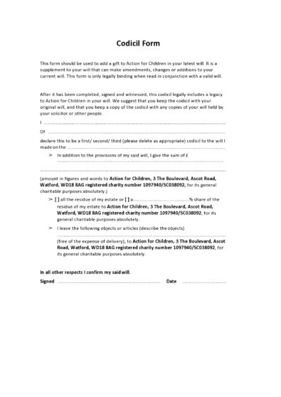 46 Free Codicil to Will Forms & Templates ᐅ TemplateLab