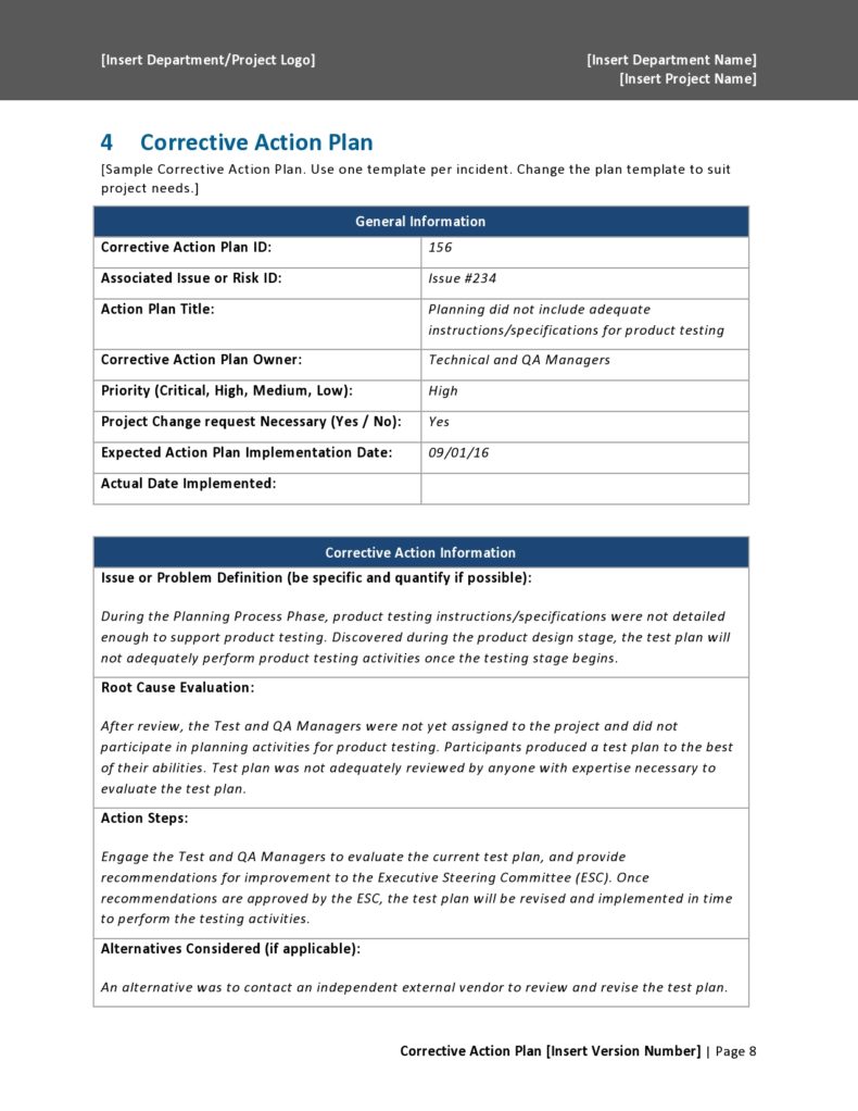 44 Best Corrective Action Plan Templates (Word / Excel)