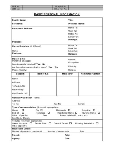 41 Free Personal Information Forms [& Templates] ᐅ TemplateLab