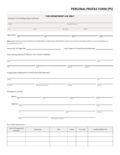 41 Free Personal Information Forms [& Templates] ᐅ TemplateLab
