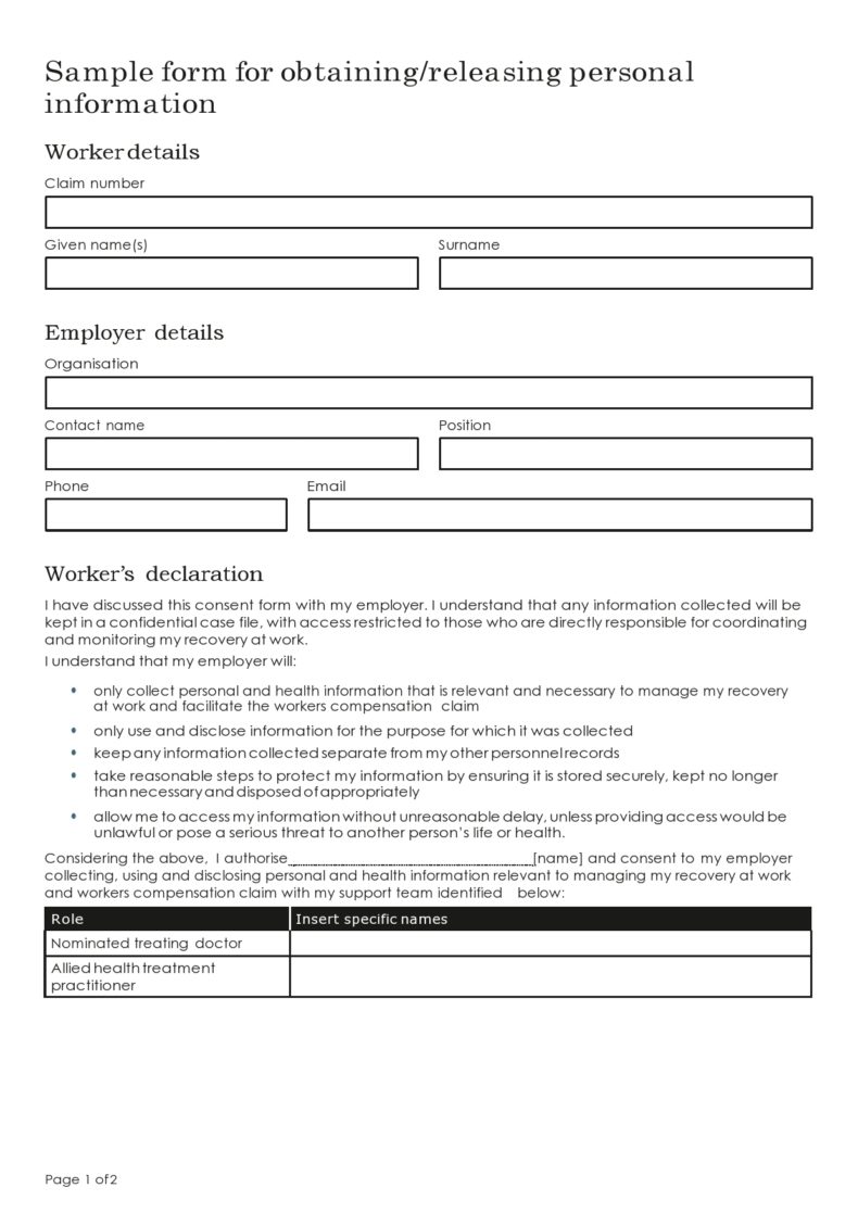41 Free Personal Information Forms [& Templates] ᐅ TemplateLab