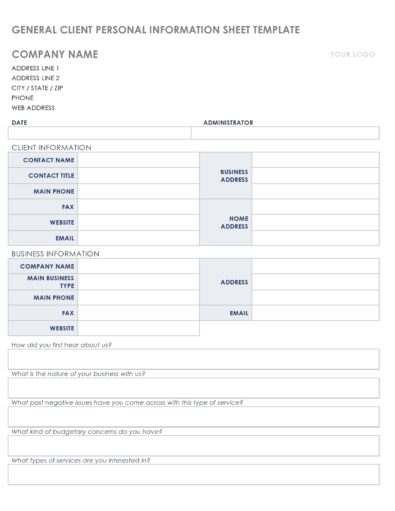 41 Free Personal Information Forms [& Templates] ᐅ TemplateLab