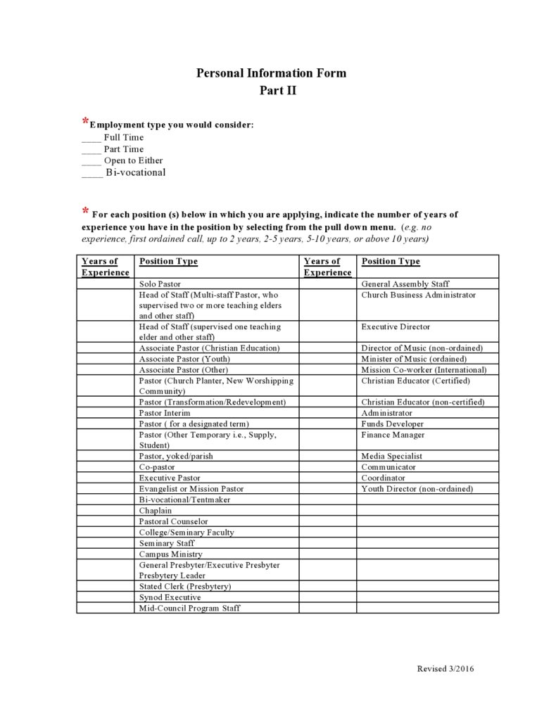 41 Free Personal Information Forms [& Templates] ᐅ TemplateLab