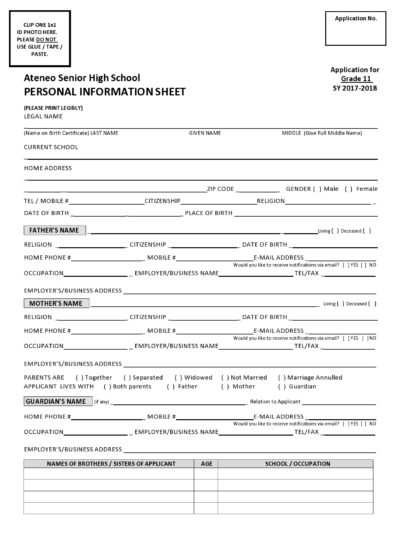 41 Free Personal Information Forms [& Templates] ᐅ TemplateLab