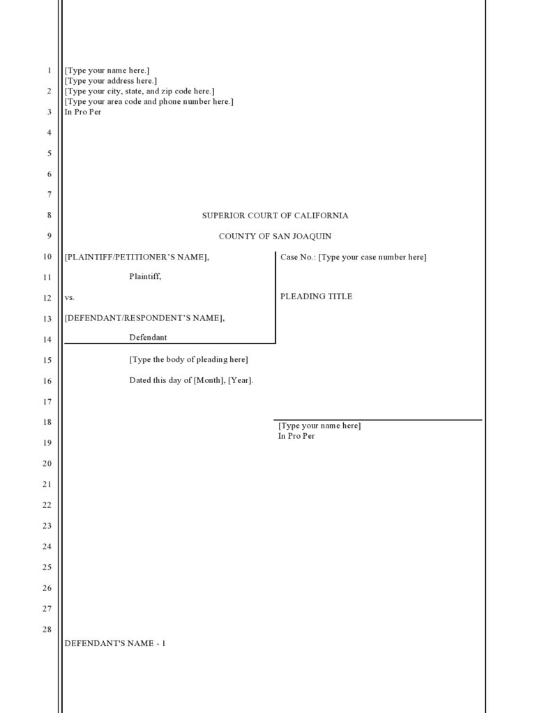 36 Free Pleading Paper Templates [Word, PDF] ᐅ TemplateLab