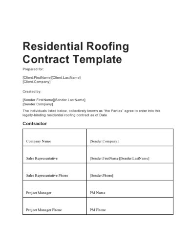 29 Professional Roofing Contract Templates (FREE) ᐅ TemplateLab