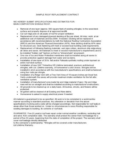 29 Professional Roofing Contract Templates (FREE) ᐅ TemplateLab