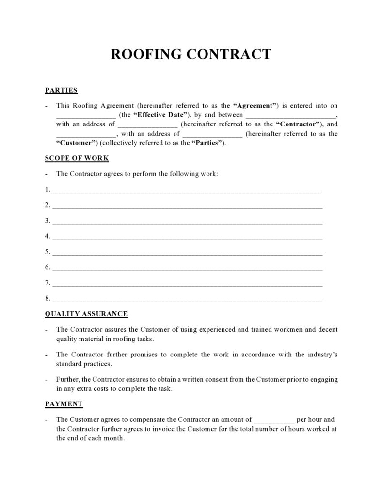 29 Professional Roofing Contract Templates (FREE) ᐅ TemplateLab