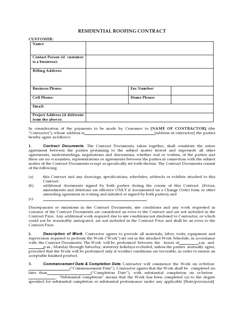 29 Professional Roofing Contract Templates (FREE) ᐅ TemplateLab