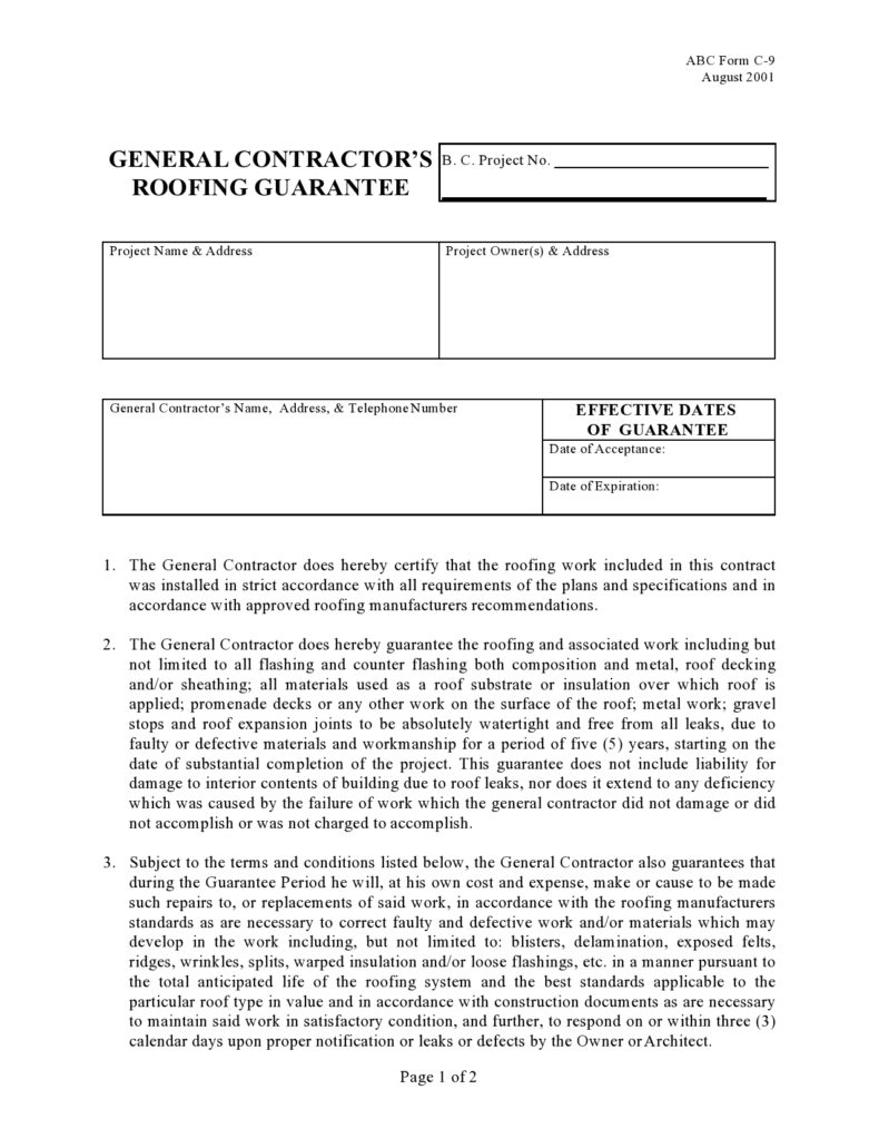 29 Professional Roofing Contract Templates (FREE) ᐅ TemplateLab