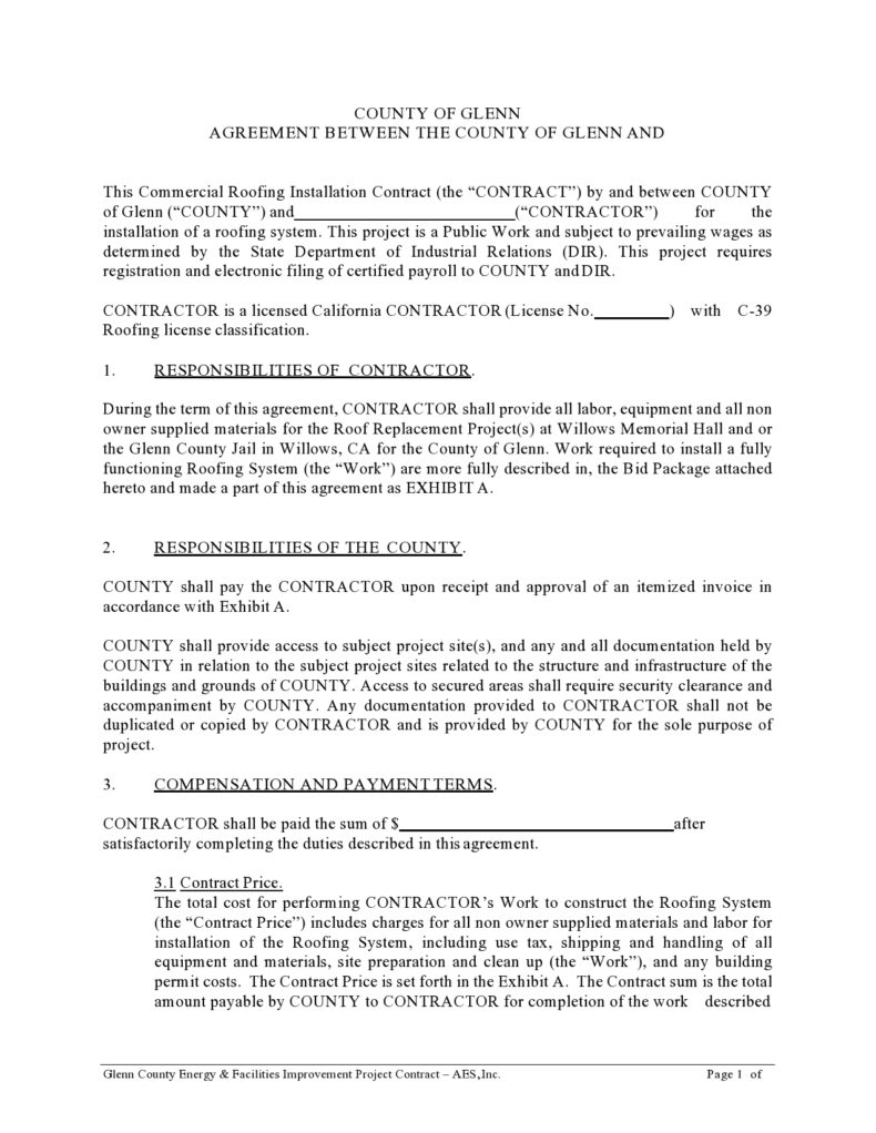 29 Professional Roofing Contract Templates (FREE) ᐅ TemplateLab