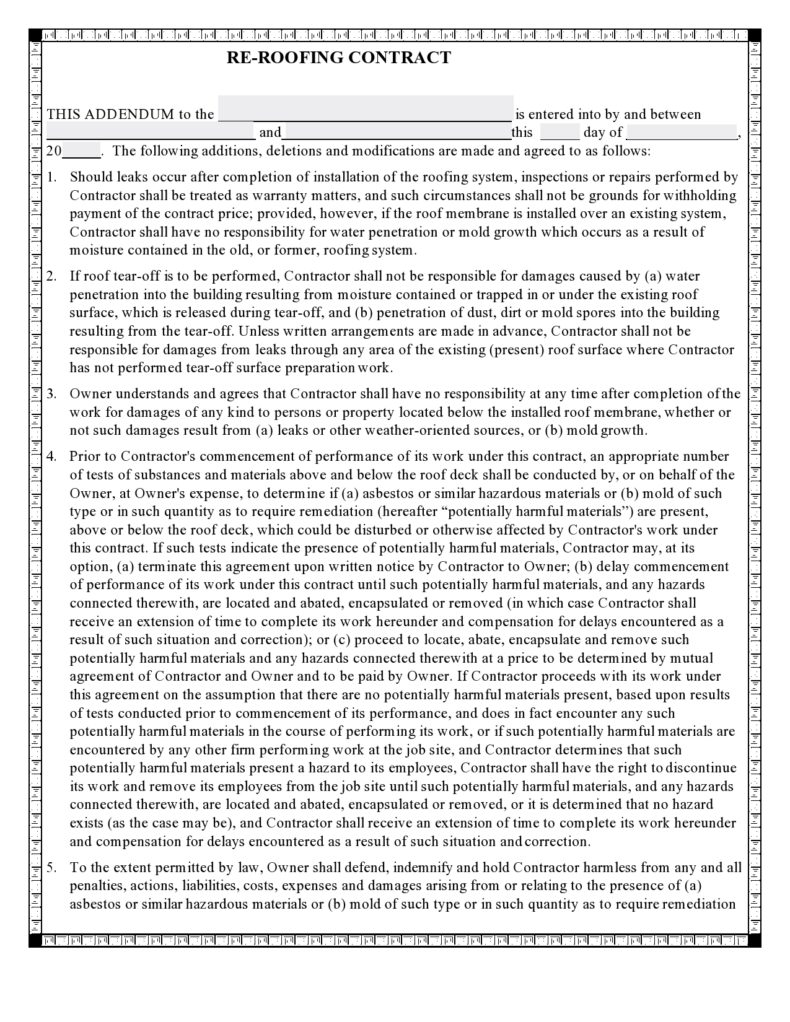29 Professional Roofing Contract Templates (FREE) ᐅ TemplateLab