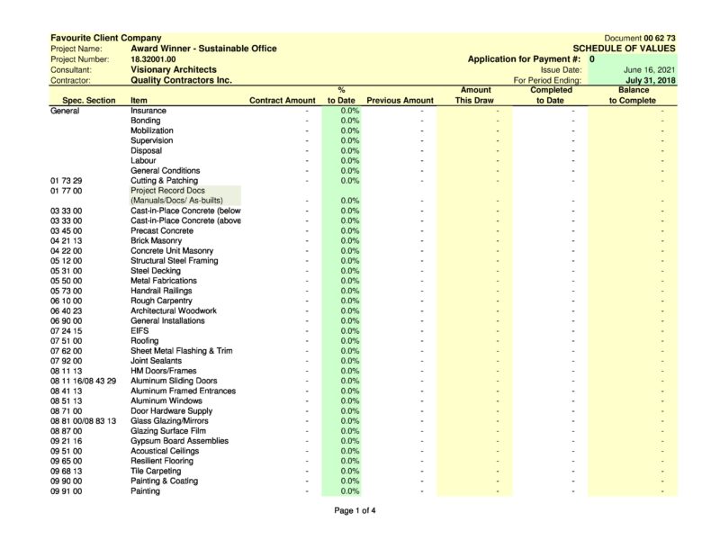 40 Blank Schedule of Values Templates (Excel / Word)