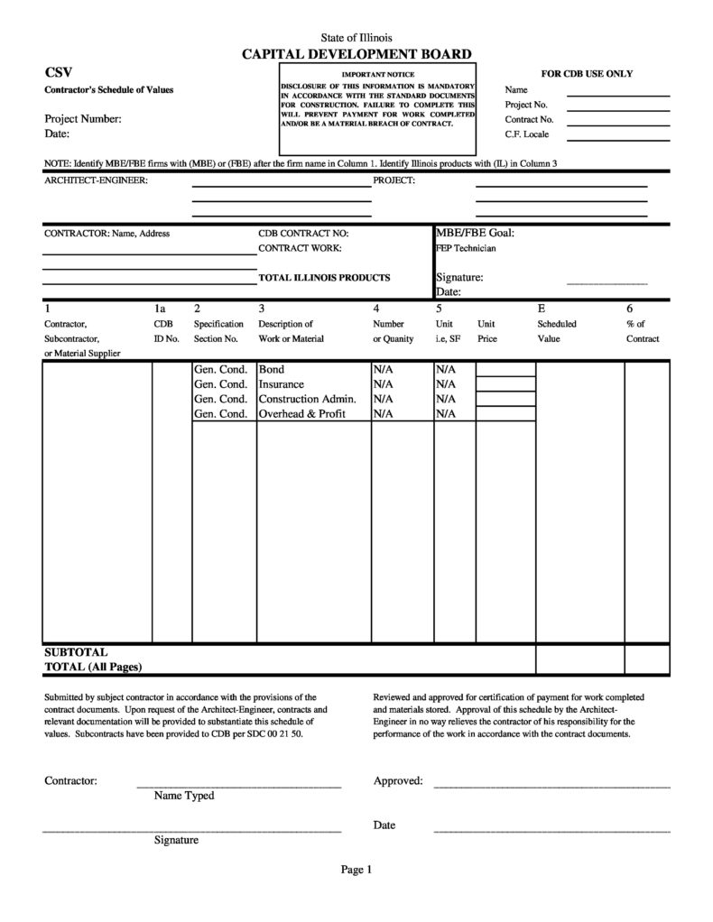 40 Blank Schedule of Values Templates (Excel / Word)
