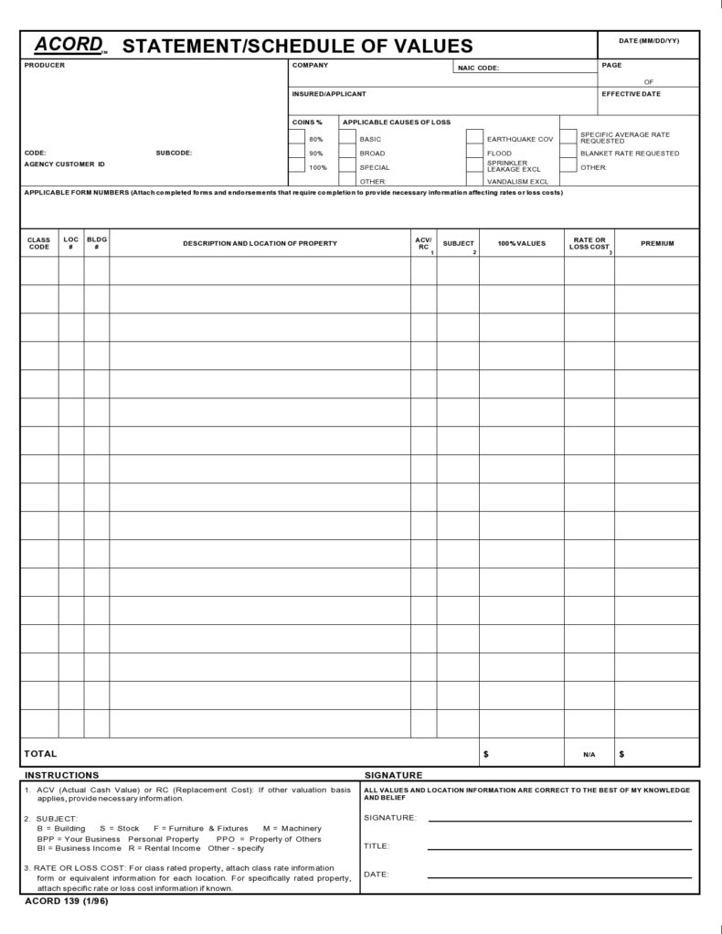 40 Blank Schedule of Values Templates (Excel / Word)