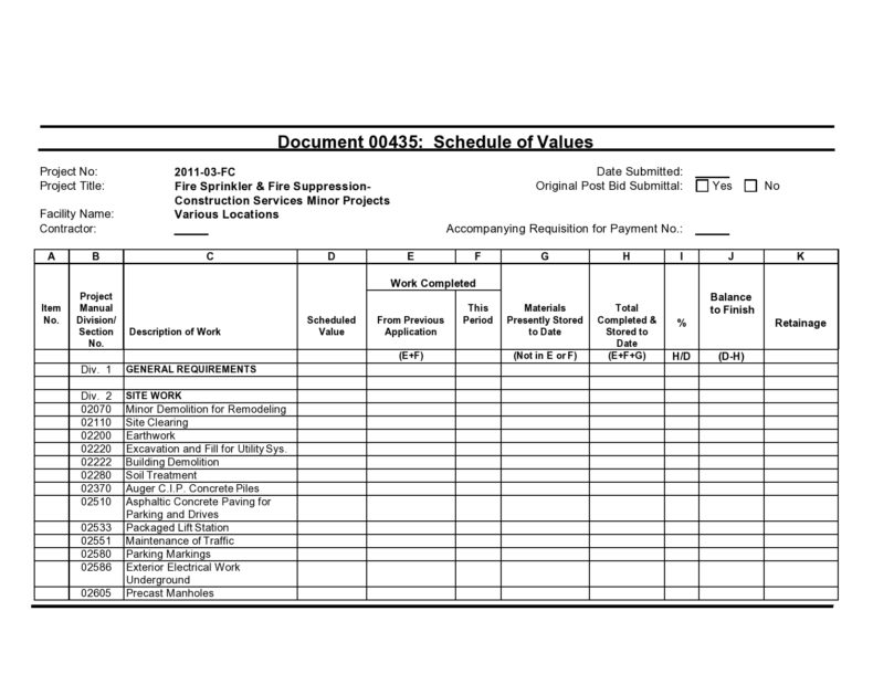 40 Blank Schedule of Values Templates (Excel / Word)