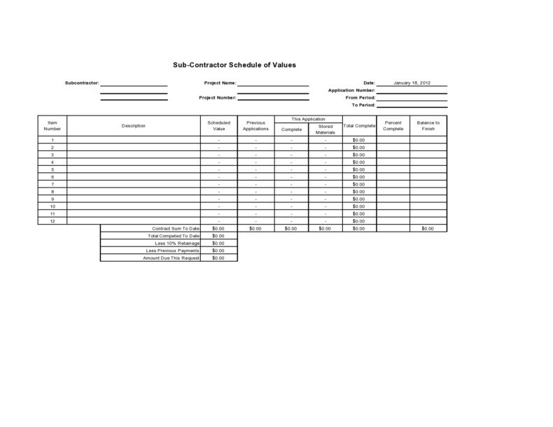 40 Blank Schedule of Values Templates (Excel / Word)