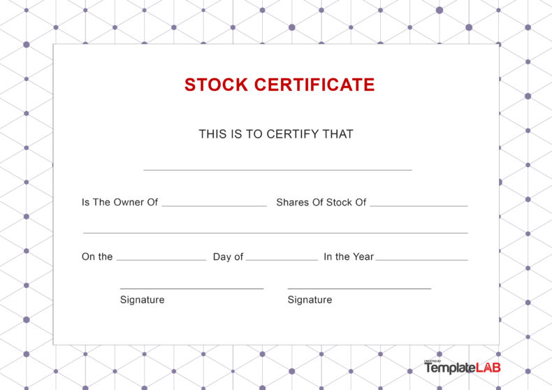 19 Free Stock Certificate Templates (Word, PDF) ᐅ TemplateLab