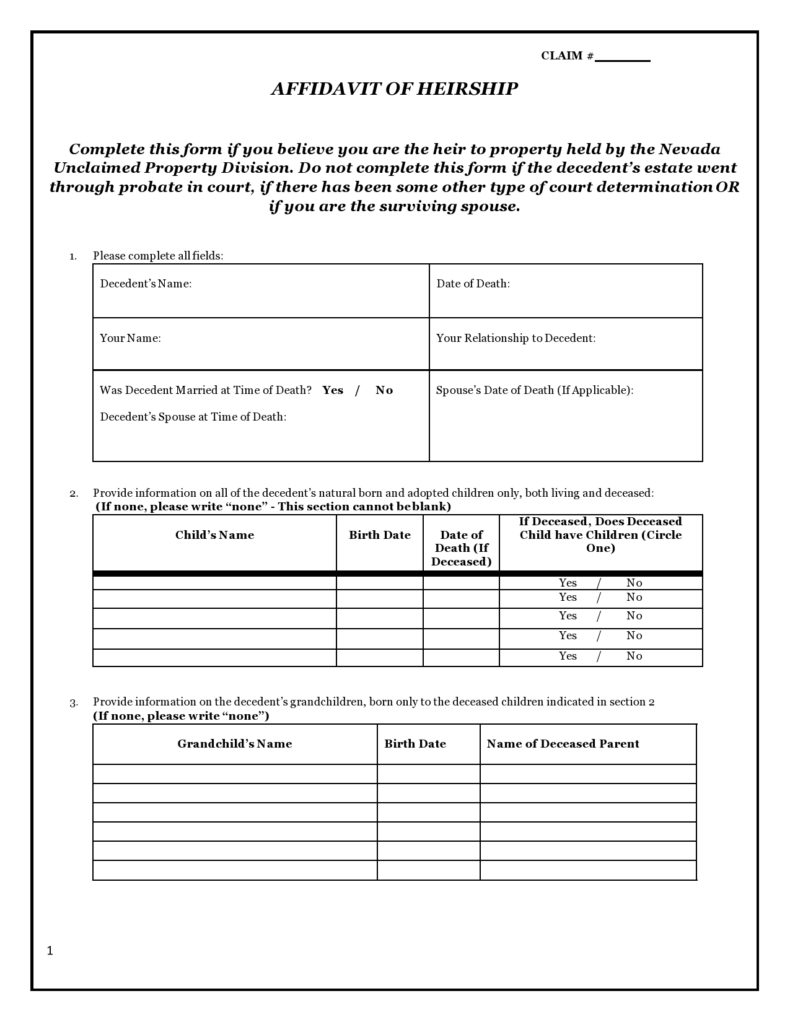 47 FREE Affidavit of Heirship (Forms/Letters/Certificates)