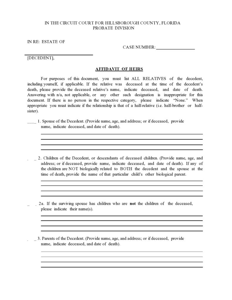 47 FREE Affidavit of Heirship (Forms/Letters/Certificates)