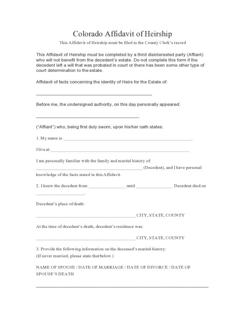 47 FREE Affidavit of Heirship (Forms/Letters/Certificates)