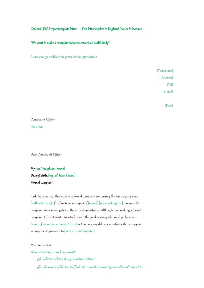 40 Formal Complaint Letter Templates (Word) ᐅ TemplateLab