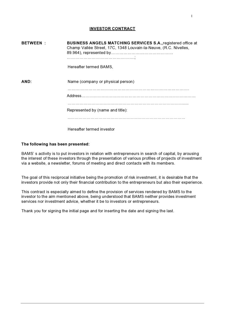39 Professional Investment Contract Templates [Free] ᐅ TemplateLab