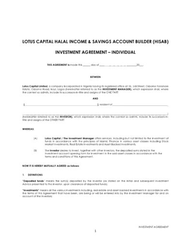 39 Professional Investment Contract Templates [Free] ᐅ TemplateLab
