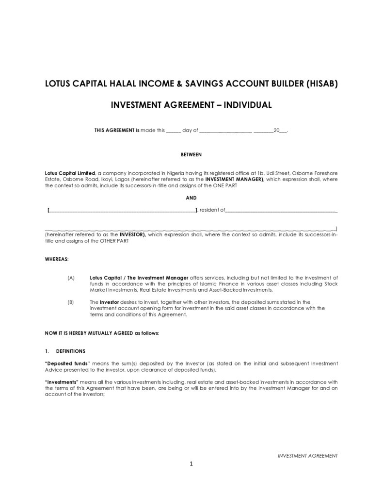 39 Professional Investment Contract Templates [Free] ᐅ TemplateLab