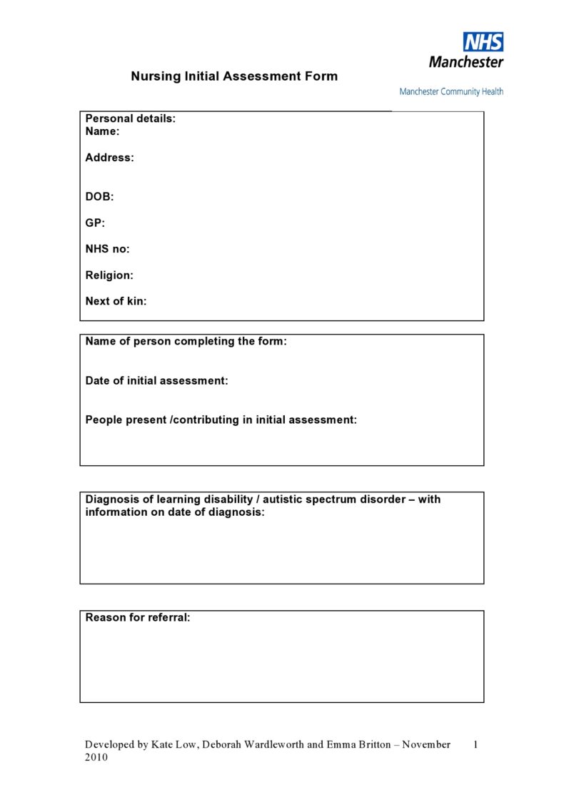 39 Printable Nursing Assessment Forms (+Examples)