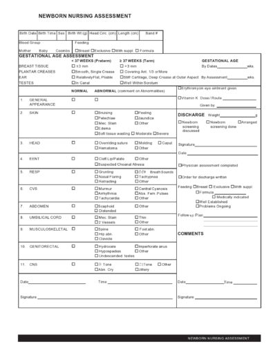 39 Printable Nursing Assessment Forms (+Examples)
