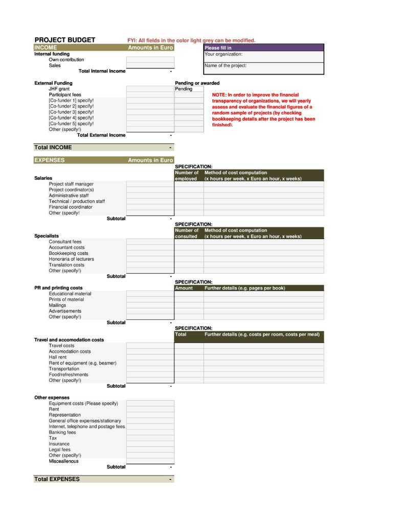 41 Useful Project Budget Templates (Excel / Word) ᐅ TemplateLab